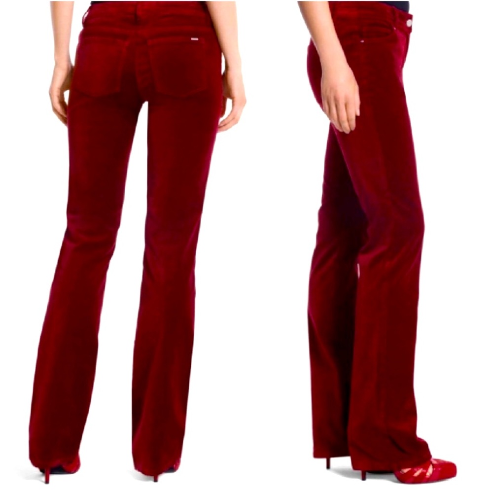 Whbm Burgundy Red Velvet Bootcut Jeans, Size 14r - Gem